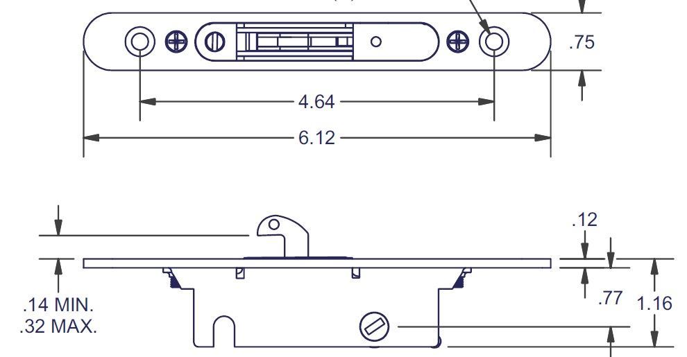 Semco Window Parts Sliding Door Latch SS103